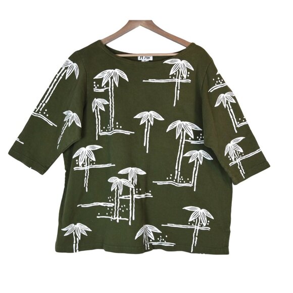 M. Mac | Tops | Vintage M Mac Palm Tree Boxy Top Olive Green White Xl ...